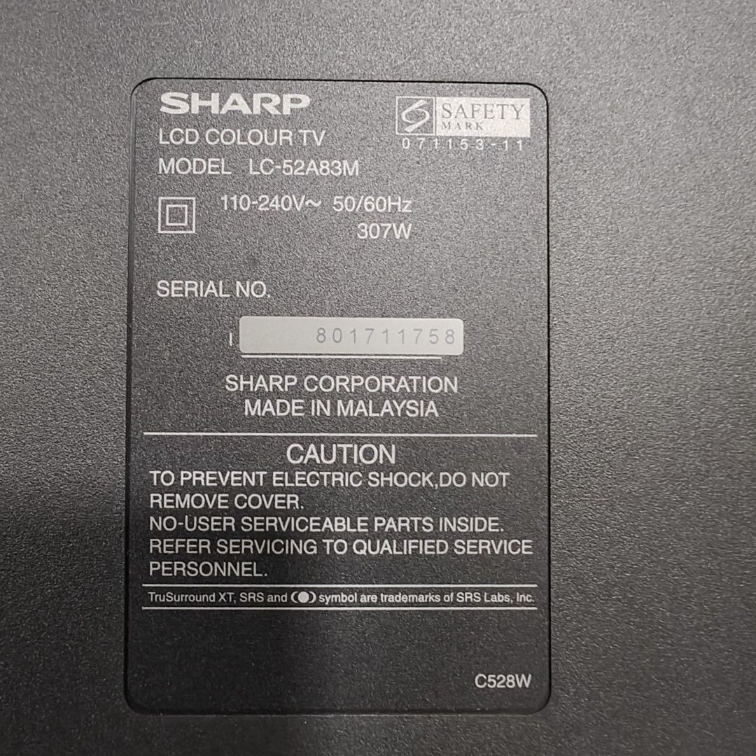 Sharp Aquos 52" TV, TV & Home Appliances, TV & Entertainment, TV on ...