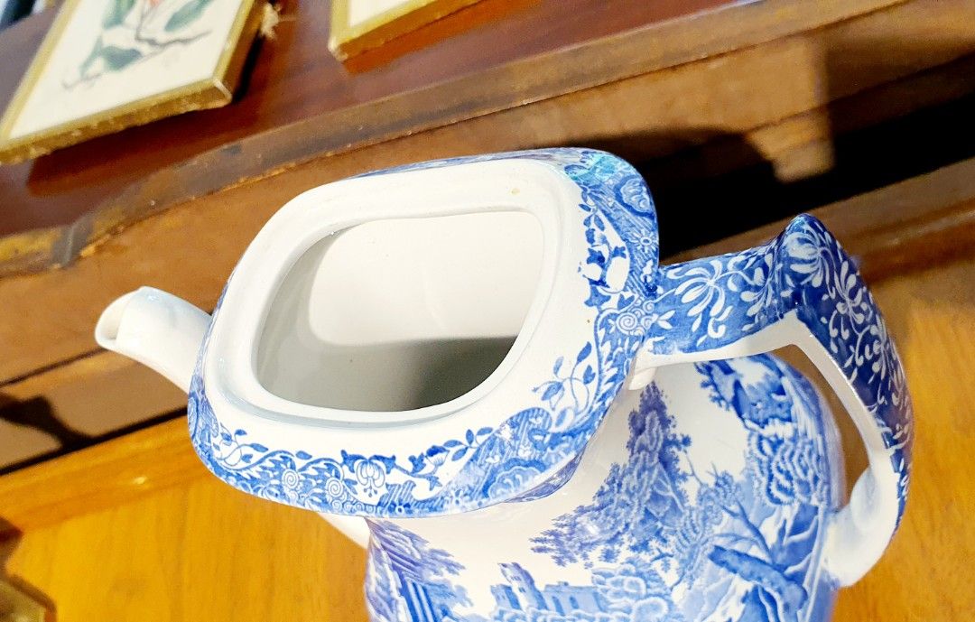 SPODE vintage blue and white coffee pot/teapot, Furniture & Home Living ...