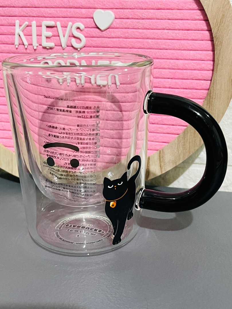 Starbucks 2021 Halloween Release Glass Cat Mug, Hobbies & Toys ...
