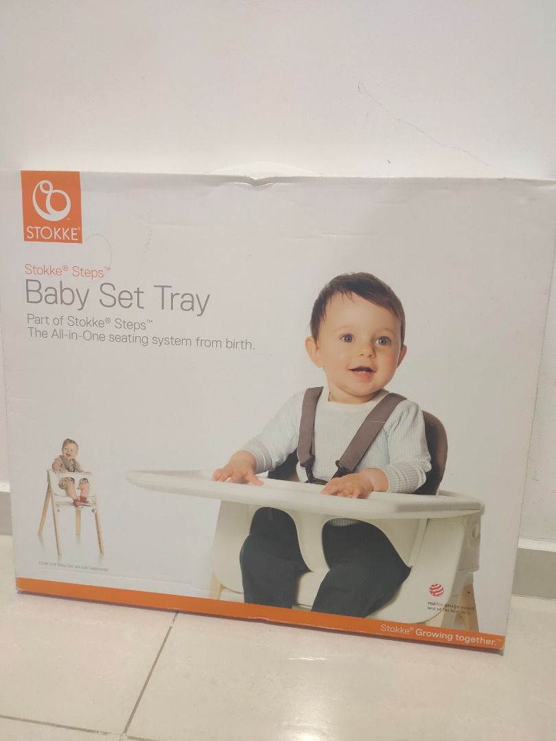 STOKKE Steps Baby Tray (White) + EZPZ Placement Mat (Pink) SET , Babies ...