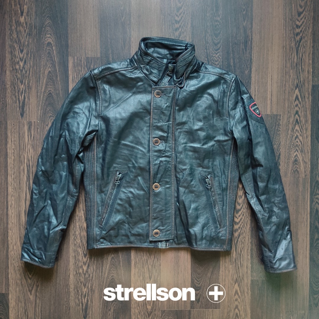 STRELLSON + ROAD RUNNER MEN'S LEATHER | Heavy Moto Biker Jacket, Men's ...