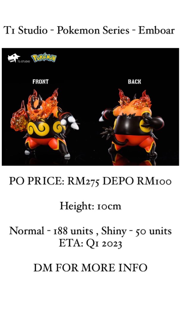 T1 Studio - Pokemon Series - Emboar, Hobbies & Toys, Toys & Games on Carousell