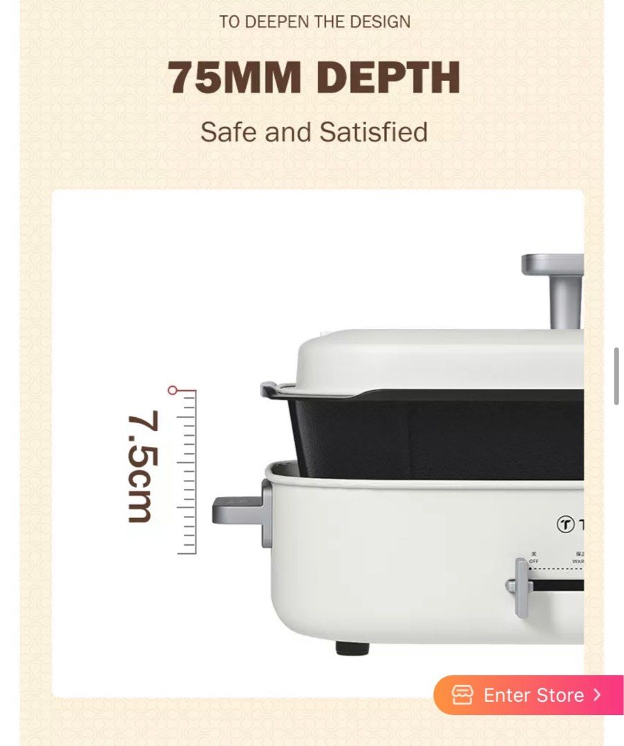 BNIB TJEAN Contact Griller 4L non-stick multifunction cooker hotpot ...