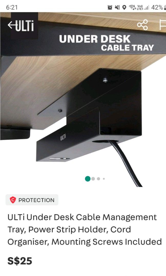 ULTI under Desk cable management tray, Computers & Tech, Desktops on ...