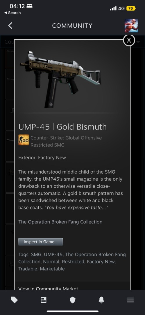 UMP-45 | Gold Bismuth csgo, Video Gaming, Gaming Accessories, In-Game Products on Carousell