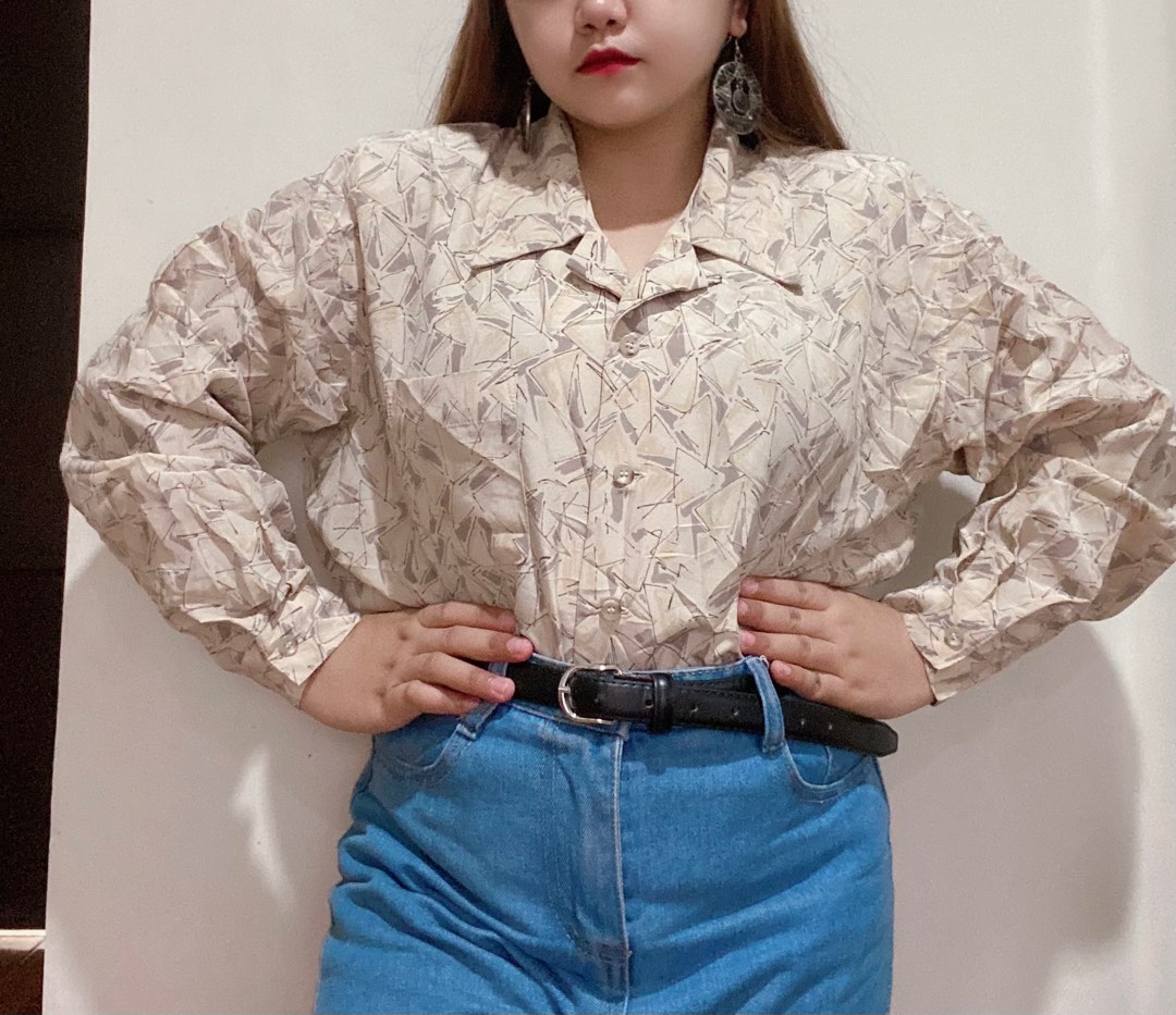 VINTAGE TOP FOR OFFICE WEAR RETRO TOP LONGSLEEVES, Women's Fashion ...