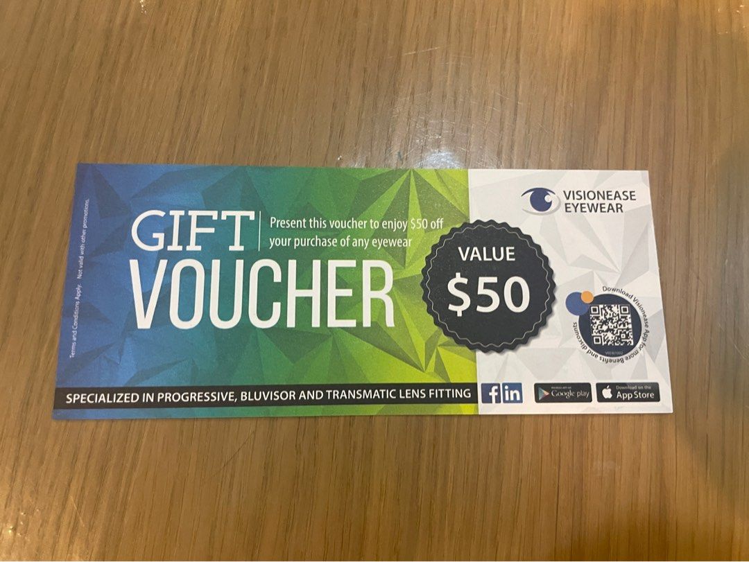 VISIONEASE eyewear voucher, Tickets & Vouchers, Vouchers on Carousell