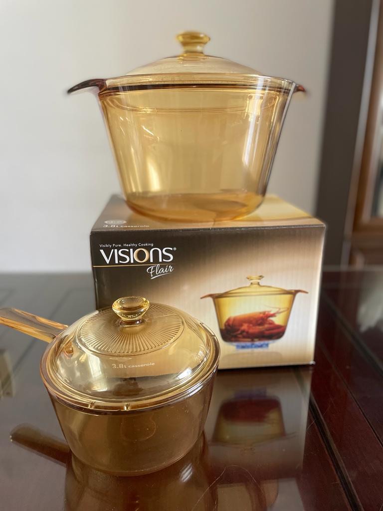 Visions glass cooking pots, Furniture & Home Living, Kitchenware ...