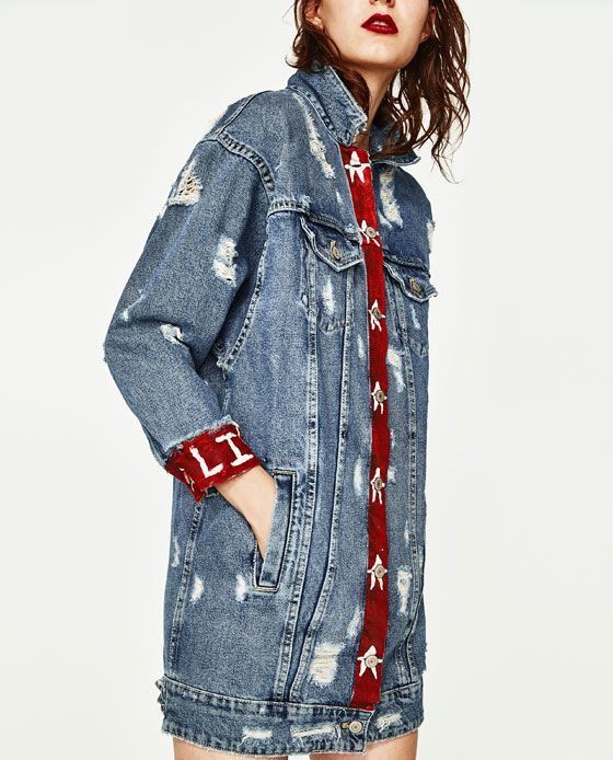 ZARA 'Tigresa' Ripped Long Denim Jacket...Limited Edition, Women's Fashion, Coats, Jackets and ...