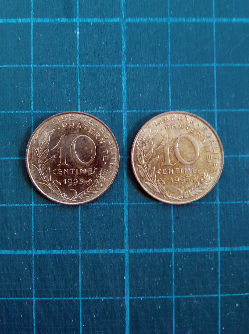 10 FRENCH CENTIMES COINS 1993/1995, Hobbies & Toys, Memorabilia ...