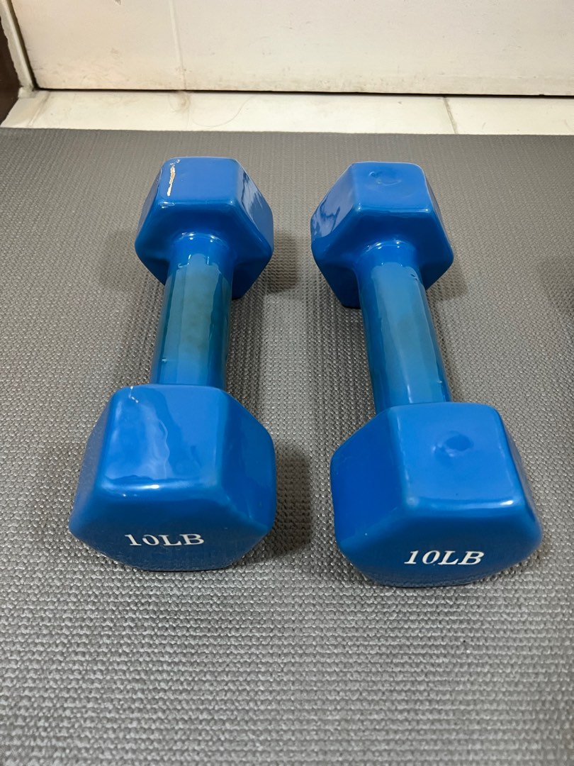 10 lb vinyl dumbbells (pair), Sports Equipment, Exercise & Fitness ...