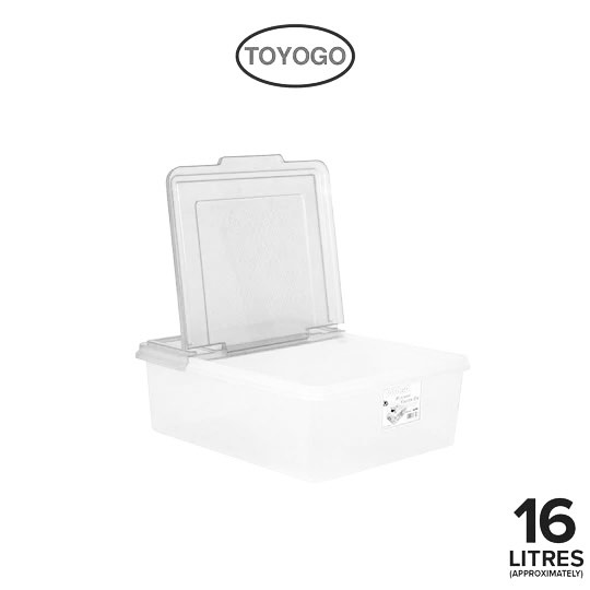 2x Toyogo tidbit storage plastic box lid flap half window partial ...
