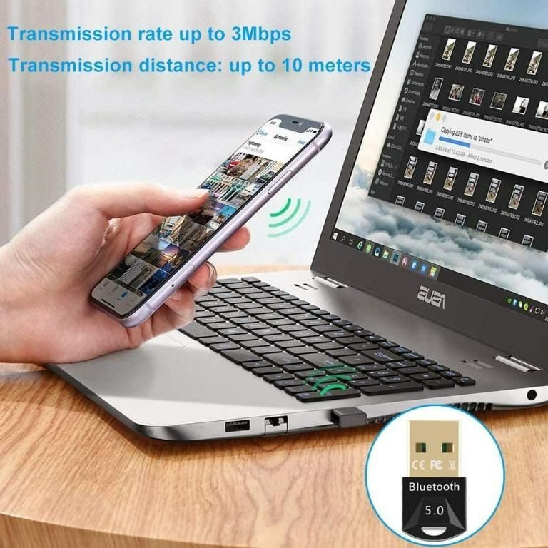 3536) EasyULT USB Bluetooth 5.0 Adapter for PC Laptop, Wireless Bluetooth Dongle/Receiver for ...