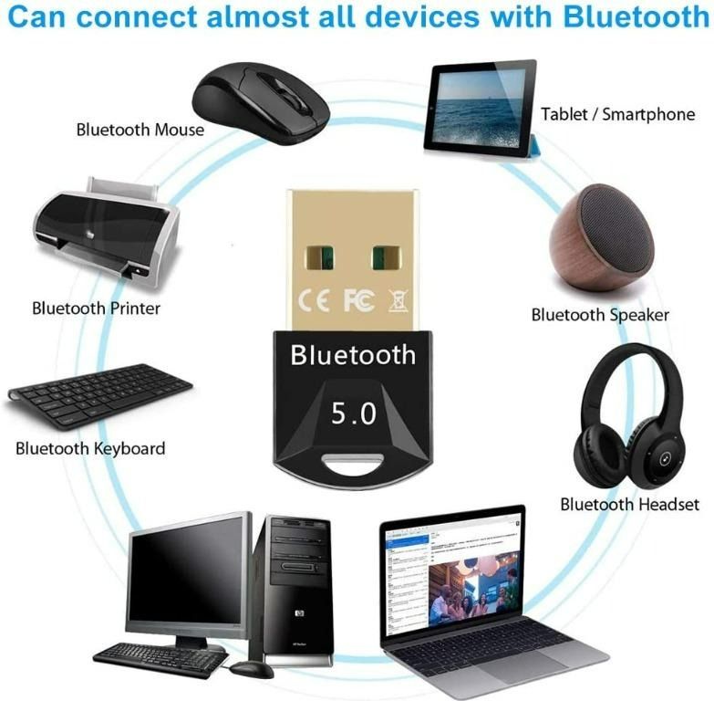 3536) EasyULT USB Bluetooth 5.0 Adapter for PC Laptop, Wireless Bluetooth Dongle/Receiver for ...