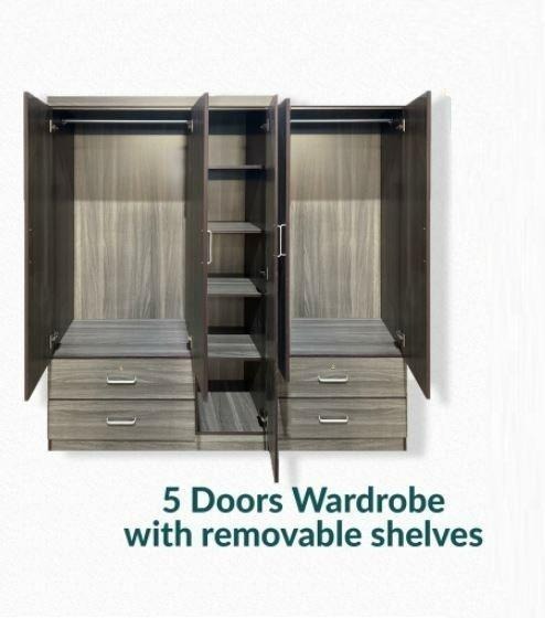 3 | 5 Doors Wardrobe with Drawers + Removable Shelves, Furniture & Home ...