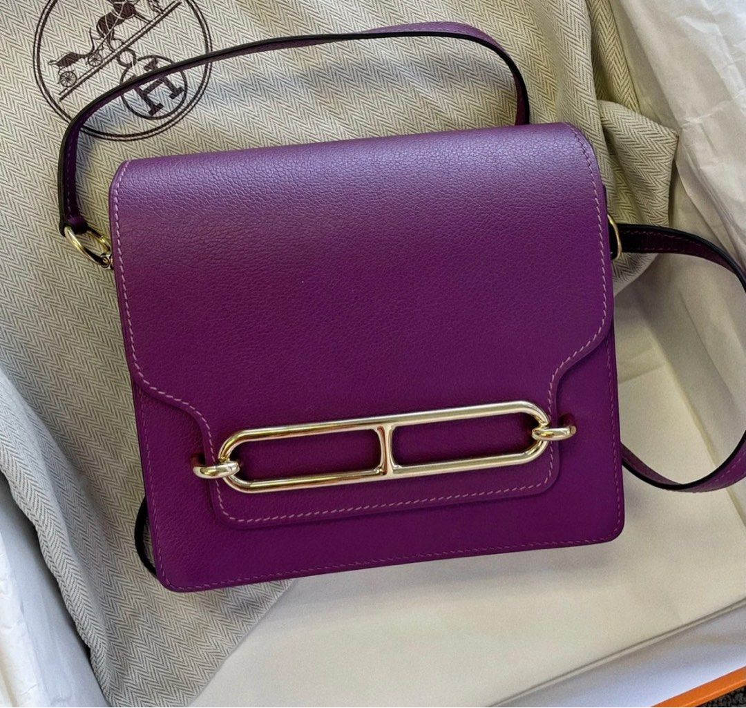 [靚到癲新色] Hermes Mini Roulis N5 黑加侖紫, 名牌, 手袋及銀包 - Carousell
