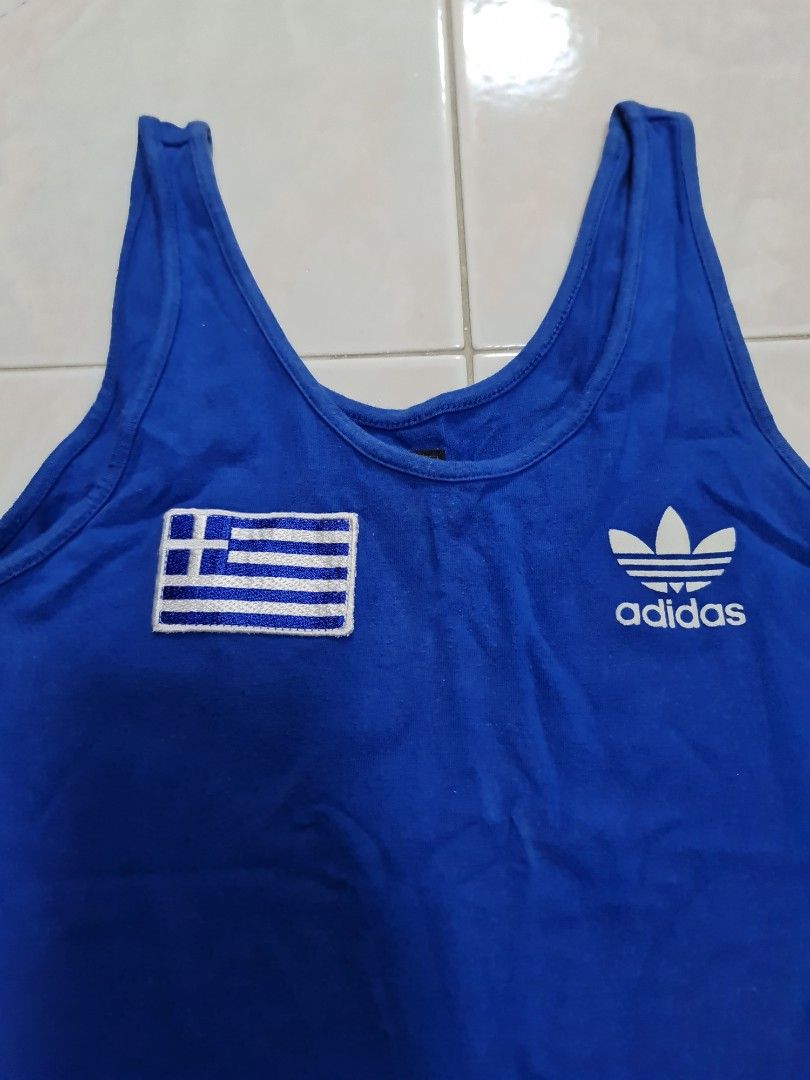 Adidas Vintage Blue singlet 32, Women's Fashion, Activewear on Carousell