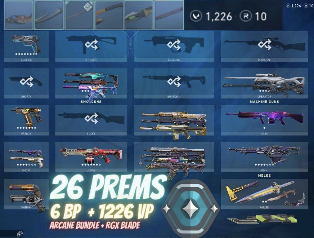 ARCANE + RGX BLADE + REAVER 2.0 BUNDLE + 1.2K VP CHEAP VALORANT ACCOUNT ...