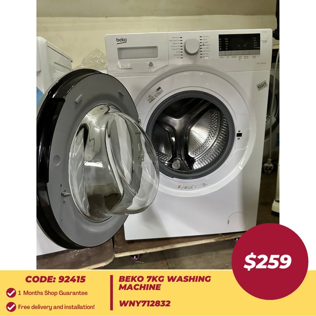 BEKO 7kg Washing Machine WNY712832 (92415), TV & Home Appliances ...