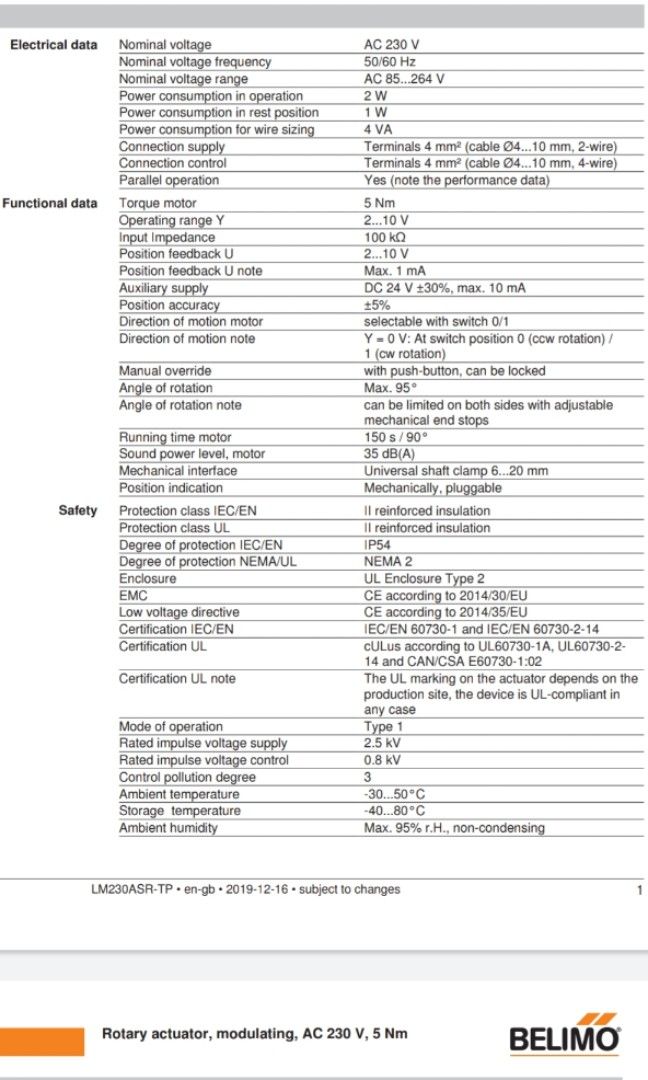 Belimo LM230 Actuator (LM230ASR), Furniture & Home Living, Home Improvement & Organisation, Home ...