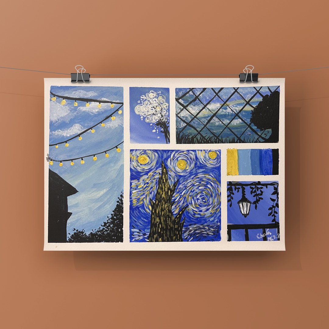 Blue & Van Gogh Aesthetic Moodboard, Hobbies & Toys, Stationery & Craft ...