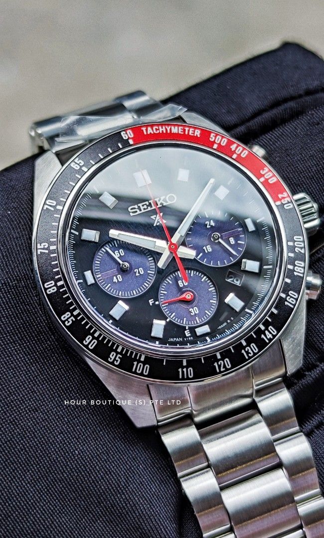 Brand New Seiko Prospex SpeedTimer Black Red Solar Chronograph SBDL099 ...