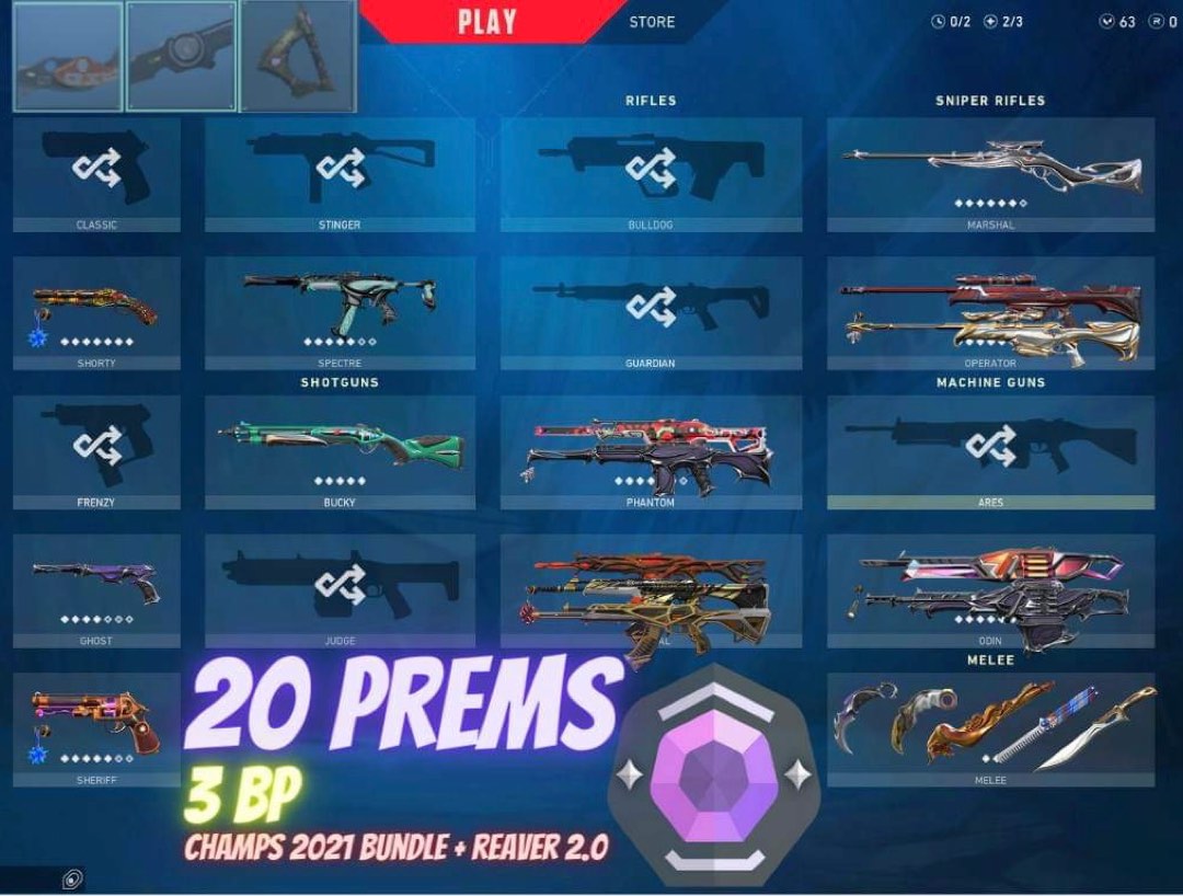 CHAMPS 1.0 + REAVER 2.0 BUNDLE 20 PREMIUMS CHEAP VALORANT ACCOUNT ...