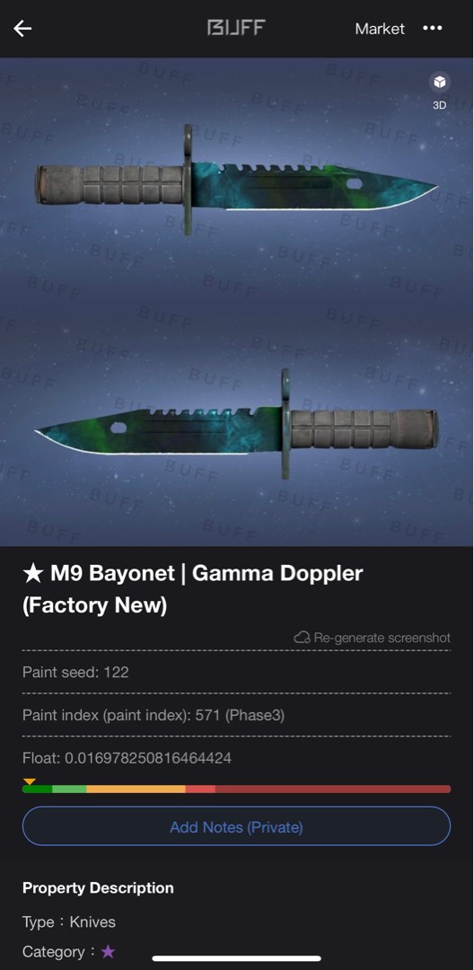 CSGO M9 BAYONET GAMMA DOPPLER P3, Video Gaming, Gaming Accessories, In-Game Products on Carousell