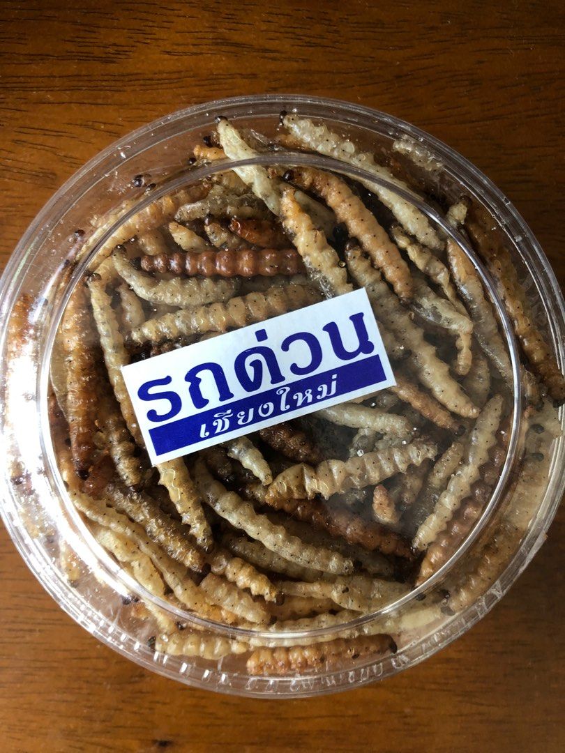 Edible deep fried worms Thailand snacks, Food & Drinks, Other Food ...