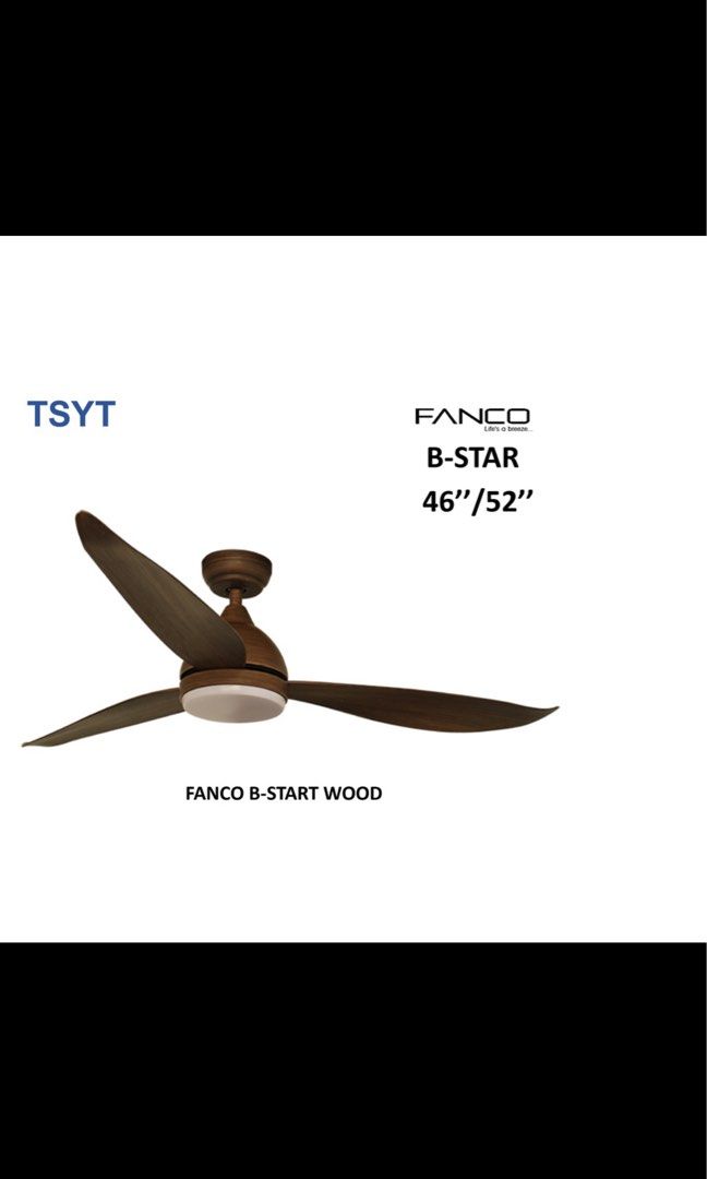 Fanco B-Star 46” Ceiling Fan with Light and Remote, Furniture & Home ...