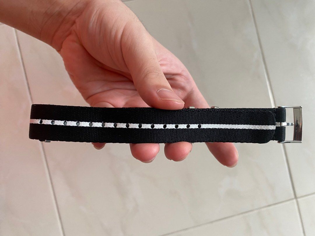 Original Omega Polyamide NATO black strap with white stripe, Luxury ...