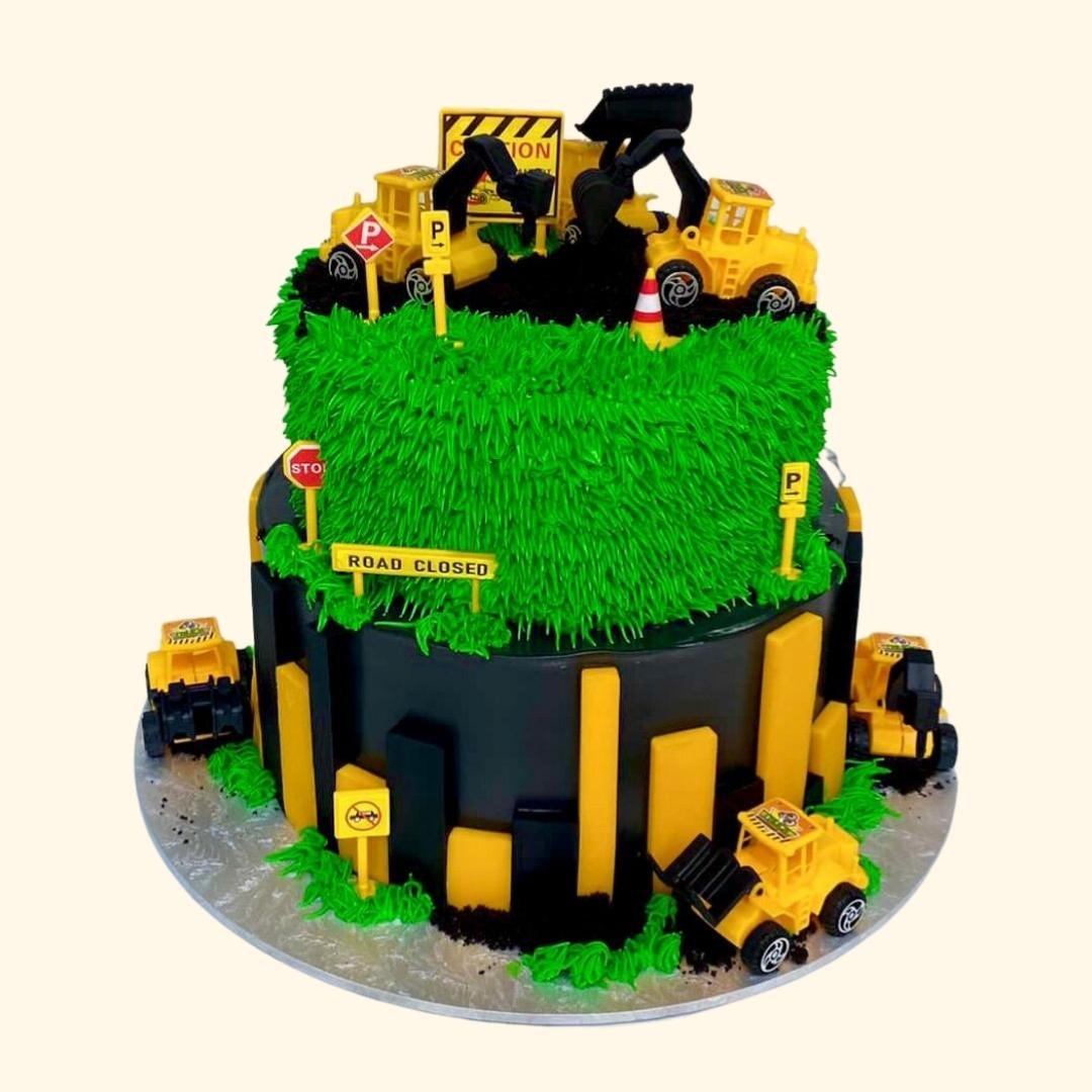 Halal-Certified Two-Tier Construction Cake, Food & Drinks, Homemade ...