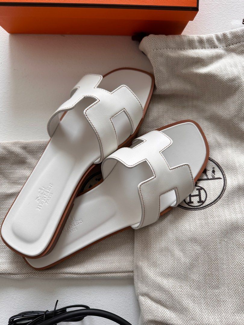 Hermes Oran white new 38, Women's Fashion, Footwear, Flats on Carousell