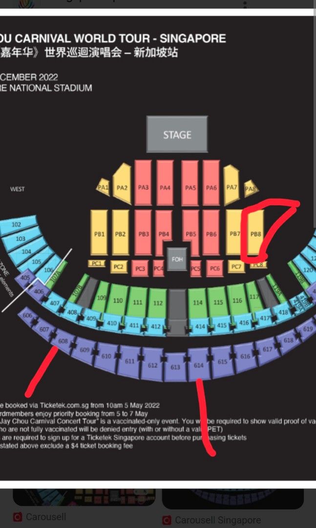 Jay Chou concert Cat 5 tickets 17 Dec sat AND Cat 2 tickets 18 Dec ...