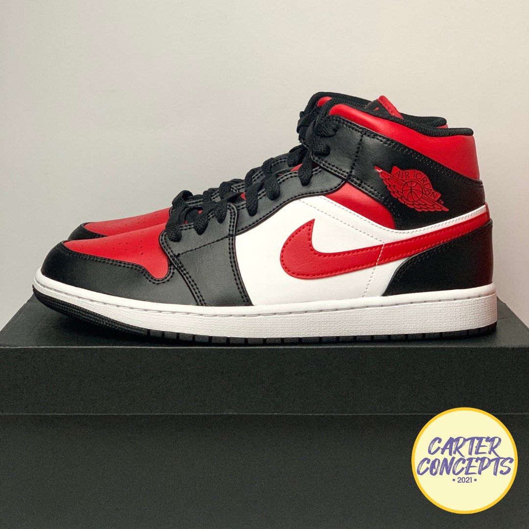 Jordan 1 Mid Fire Red, Men's Fashion, Footwear, Sneakers on Carousell