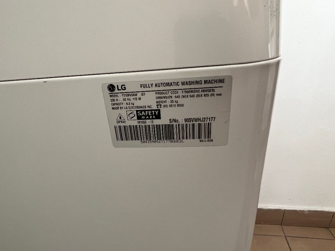 LG T2108VSAW 8KG Smart Inverter Top Load Washing Machine, TV & Home ...