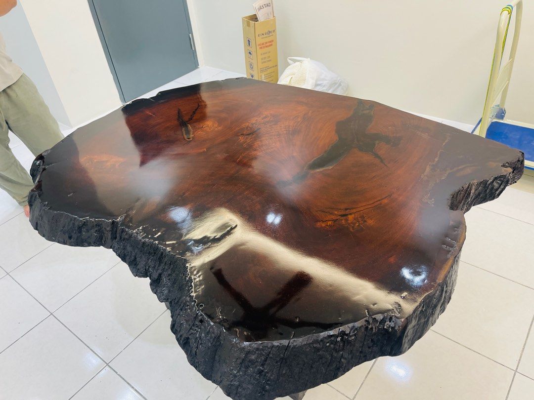 Meja kayu cengal epoxy dining table, Furniture & Home Living, Furniture ...