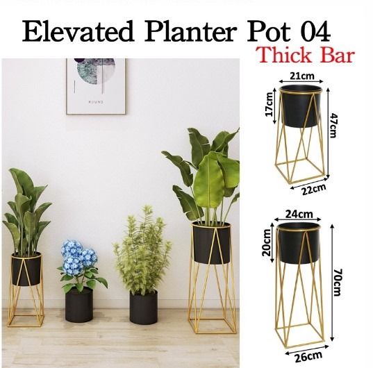 Metal Planter Pot Elevated Taller Flower Pot Vase, Furniture & Home ...