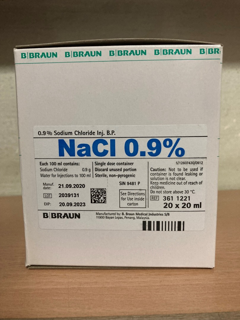 NaCl 0.9% Sodium Chloride Braun, Health & Nutrition, Medical Supplies ...