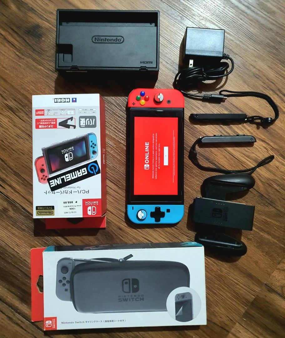Nintendo switch V2 complete set 64GB SD, Video Gaming, Video Game ...