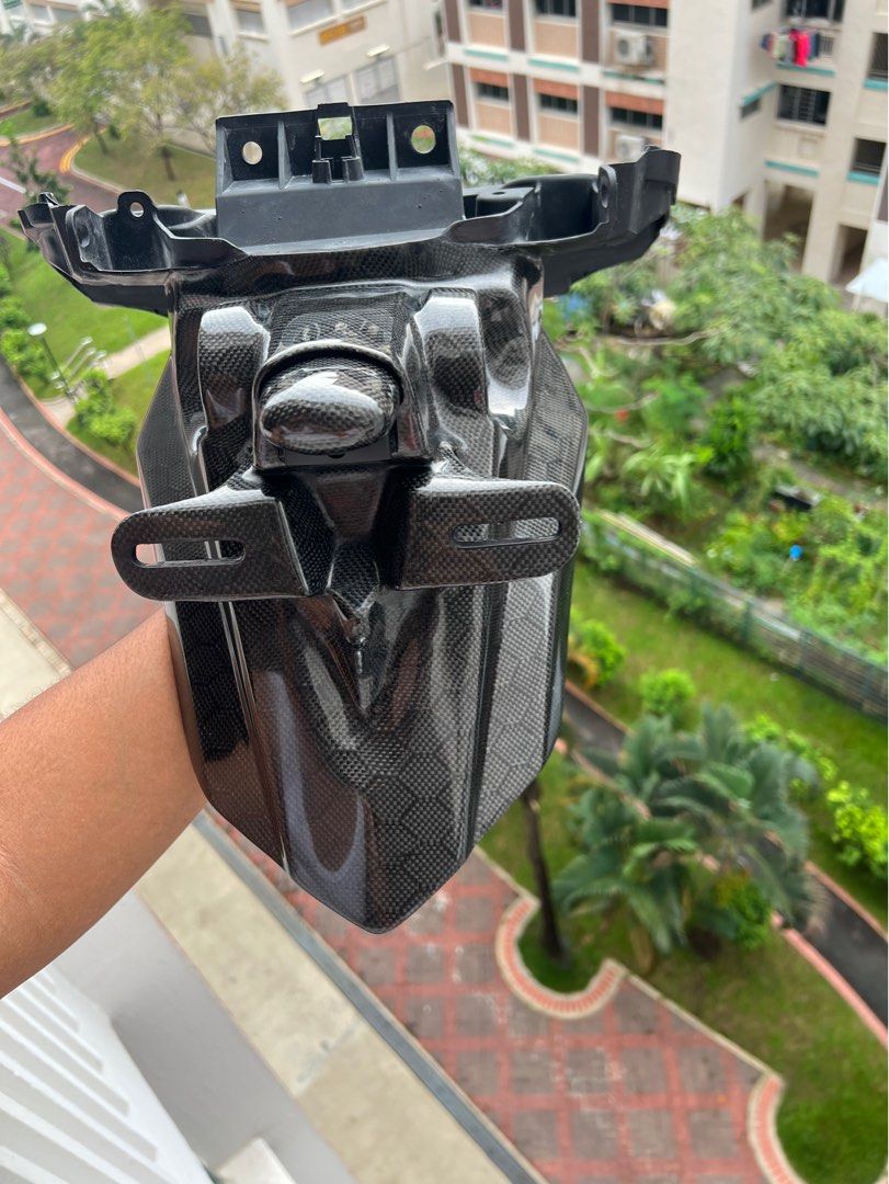 Nmax v2 honeycomb carbon rear mudguard comes with light cover short ...