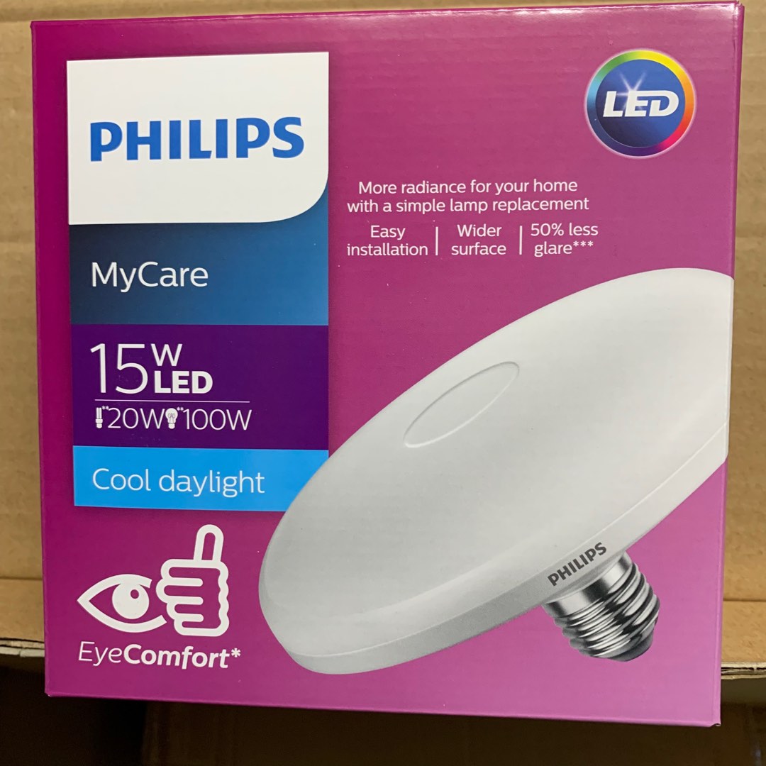飛利蒲 Philips UFO 15w LED 黃光 / 白光 3000k / 6500k E27 220v 碟型 LED 燈, 傢俬＆家居 ...