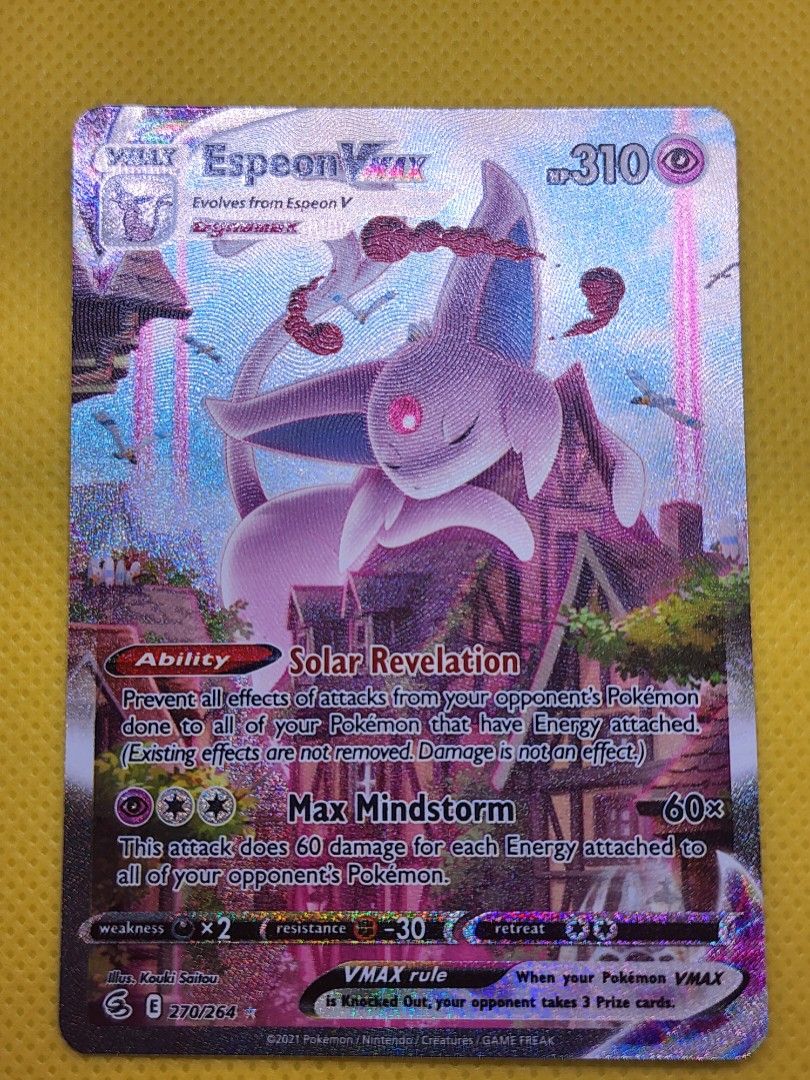 Pokemom TCG Espeon VMAX Alternate Art / Alt Art / AA - 270/264 Fusion ...