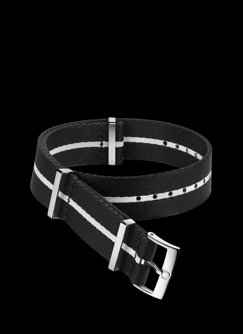 Original Omega Polyamide NATO black strap with white stripe, Luxury ...