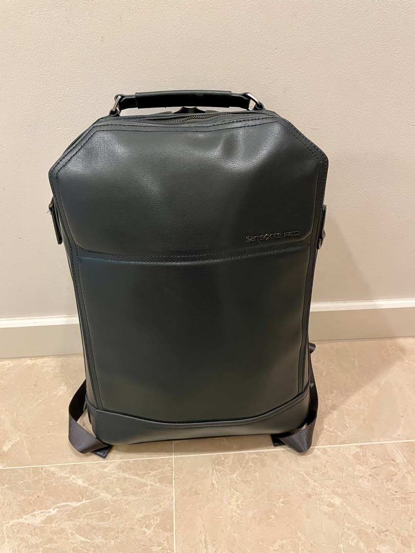 Samsonite leather backpack -blue, Men's Fashion, Bags, Backpacks on ...