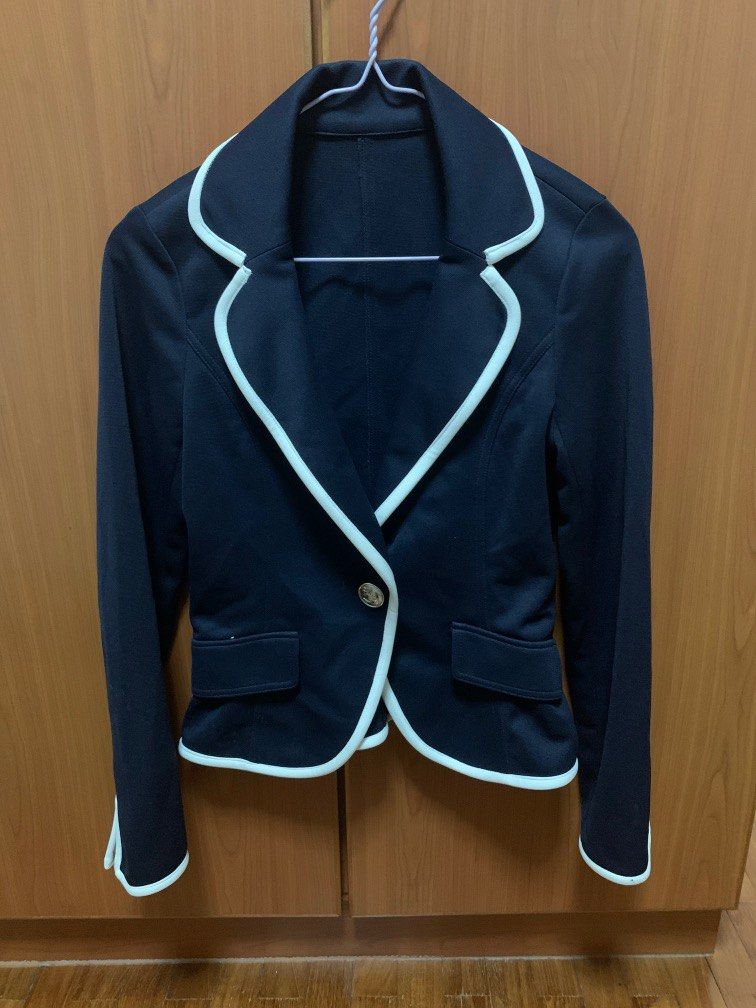 School uniform inspired navy blue jacket, Women's Fashion, Coats ...