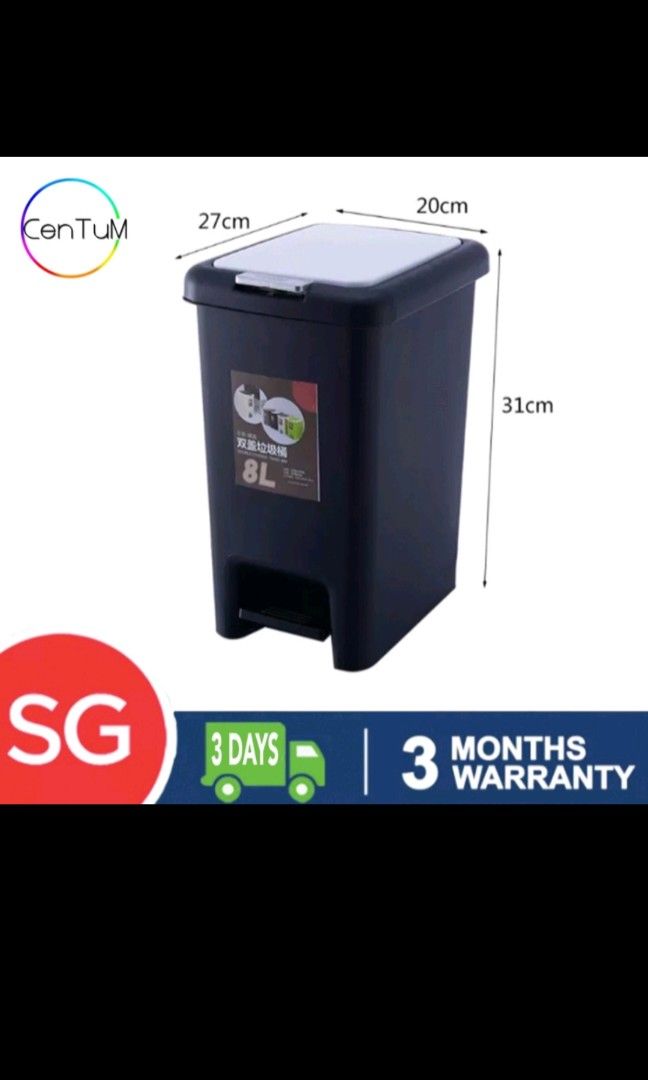 [SG] Step Pedal Bin 2 Ways Opening Trash Bin Rubbish Bin Waste Bin in ...