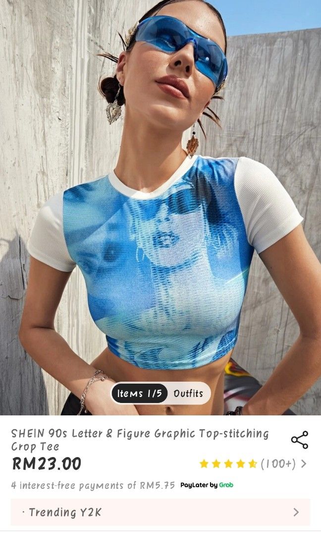 Shein 90s crop top, Women's Fashion, Tops, Shirts on Carousell