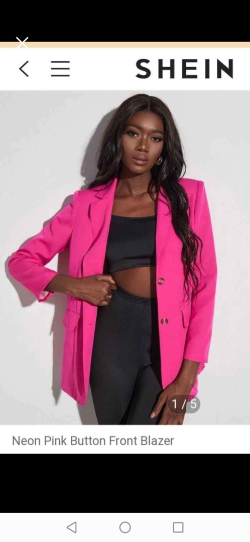 Shein Pink Blazer Coat, Women's Fashion, Coats, Jackets and Outerwear ...
