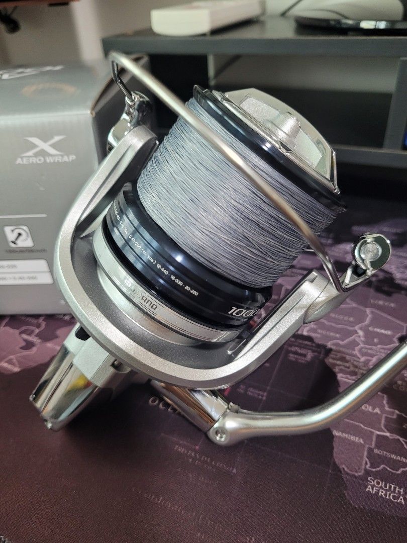 Shimano Aerlex 10000 XSB Spinning reel Surf Fishing with 20LB Braid X9, Sports Equipment ...